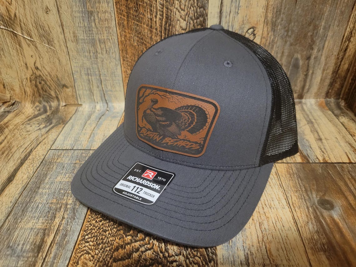 Bustin Beards Turkey Hunting Leather Patch Hat Richardson Camo Hat Cap ...