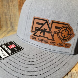 FAFO We the People New World Leather Patch Trucker Snapback Mesh Back Hat Cap Trucker Richardson ...