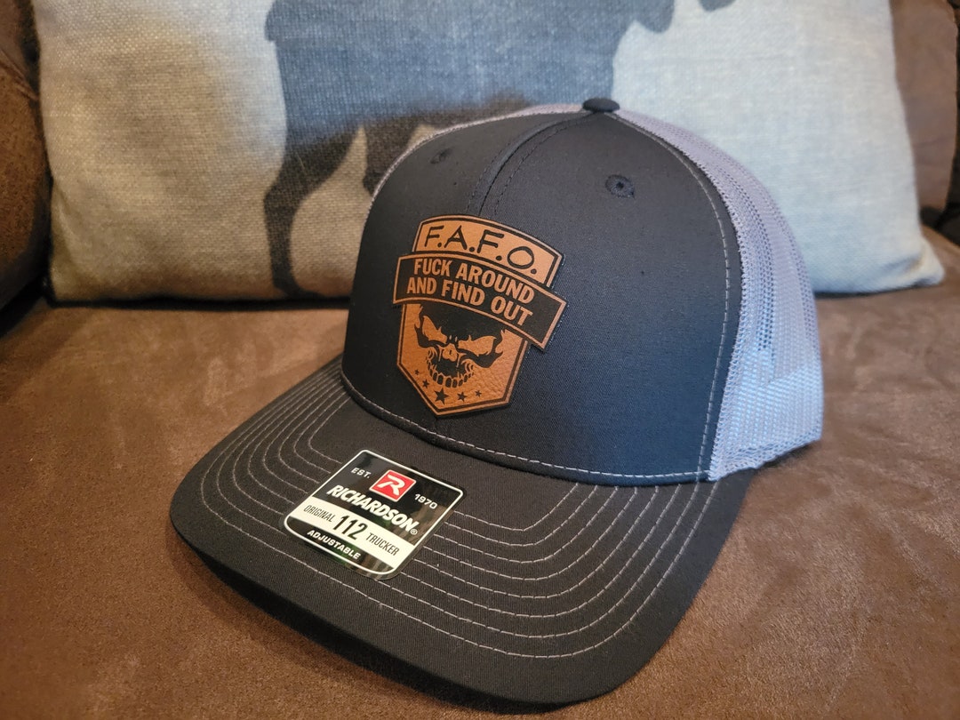 FAFO We the People New World Leather Patch Trucker Snapback Mesh Back Hat Cap Trucker Richardson ...