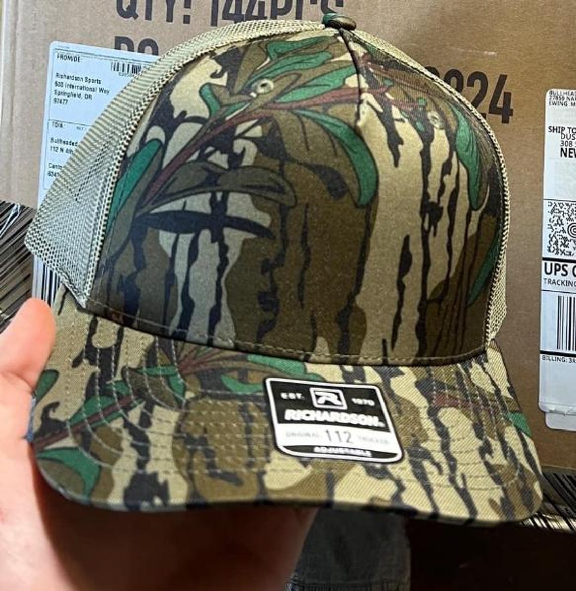 Bustin Beards Turkey Hunting Leather Patch Hat Richardson Camo Hat Cap ...