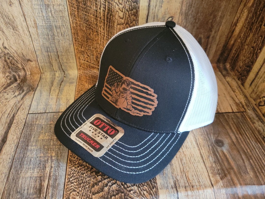 Welding Flag Leather Patch Trucker Snapback Mesh Back Hat Cap - Etsy