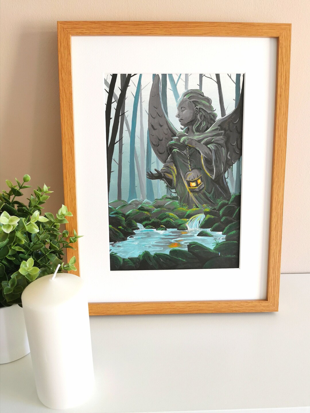 Original Forest Angel Wall Art Acrylic Painting on - Etsy