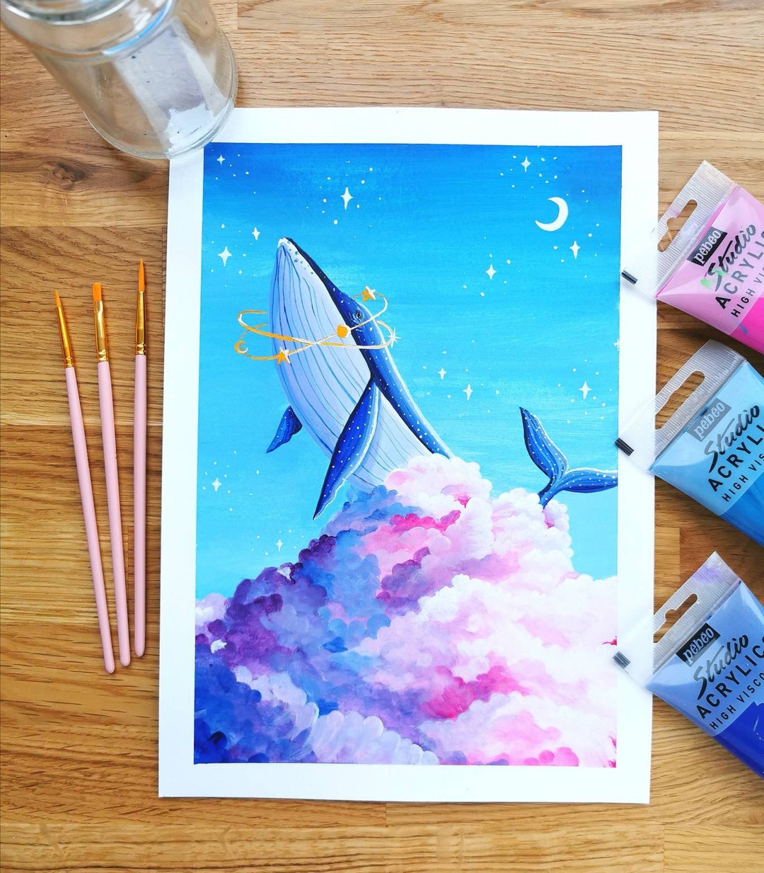 Original Acrylic Painting on Cartridge Paper a Humpback Star Whale ...