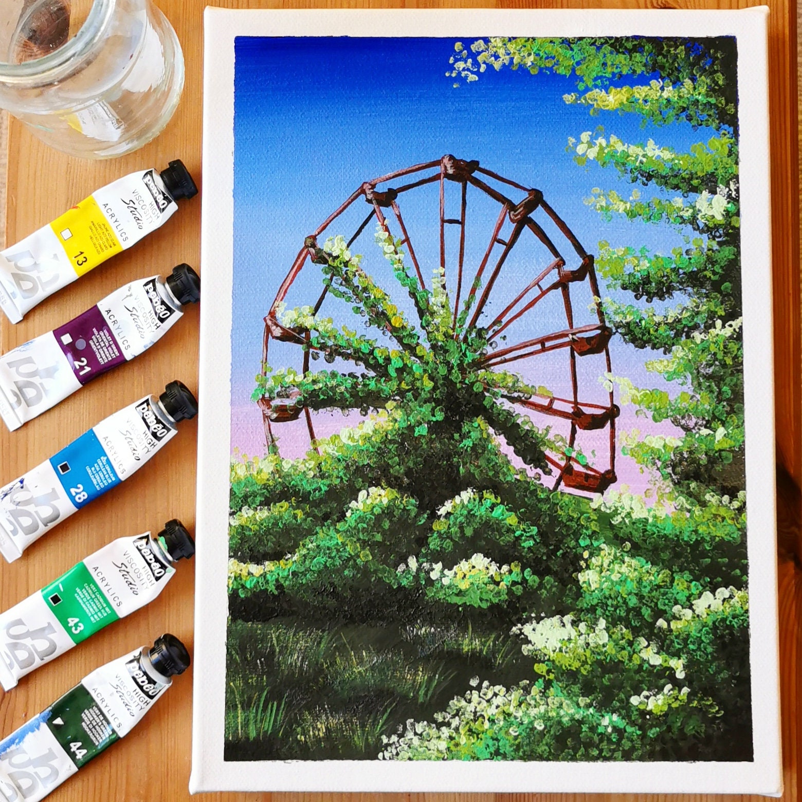 Abandoned Ferris Wheel Acrylic Painting on Canvas Board - Etsy