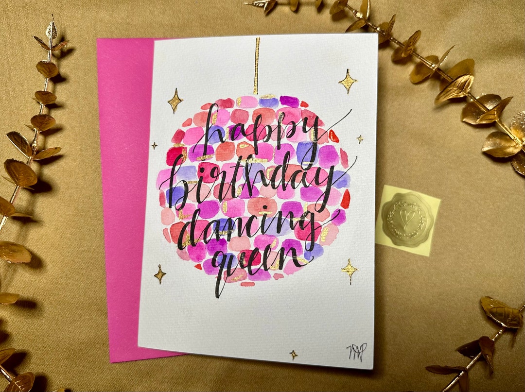 Personalized Disco Dancing Pink Birthday Card Dancing Queen / 17 Happy ...