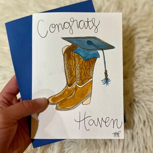 Personalized Country Graduation Hand-painted Card Watercolor Western ...