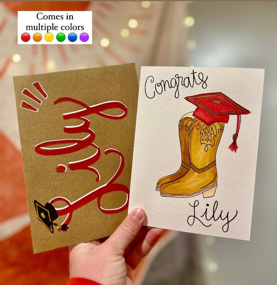 Personalized Country Graduation Card: Hand-painted Cowboy Boots - Etsy
