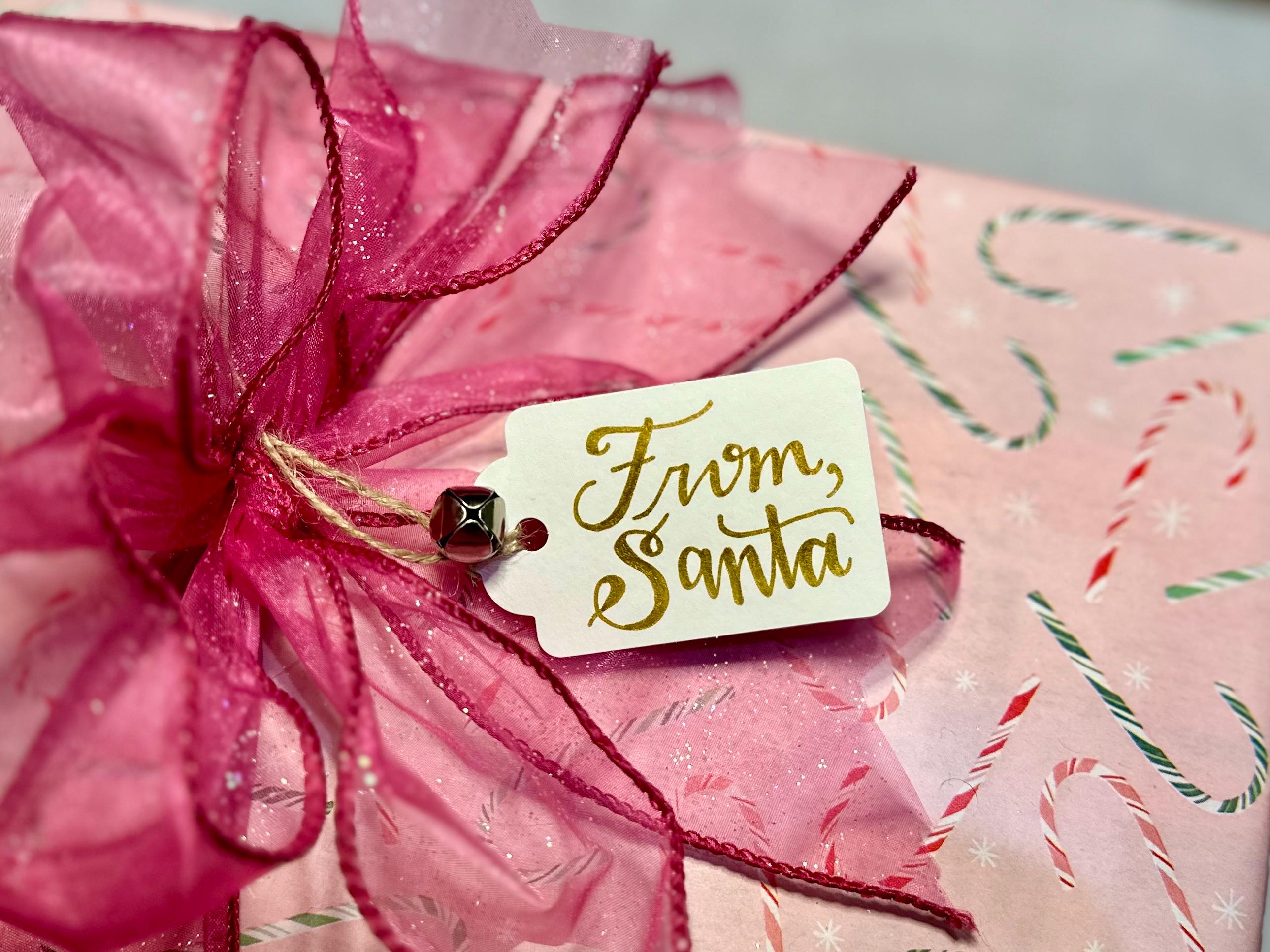 Handpainted Small Santa Gift Tags With Bells: Personalized Christmas ...