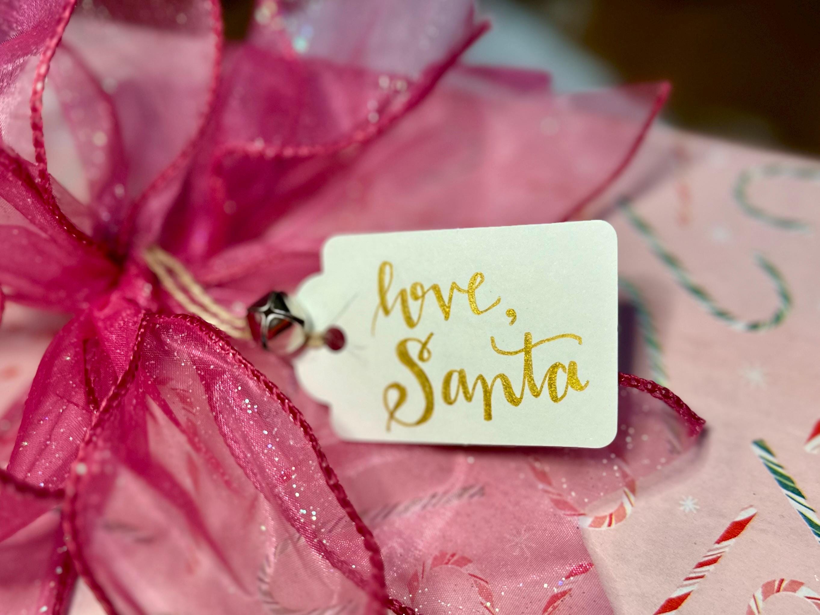 Handpainted Small Santa Gift Tags With Bells: Personalized Christmas ...