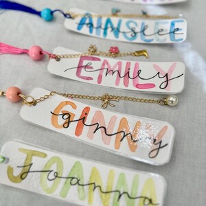 Custom Name Watercolor Bookmark With Charm Tassle. Colorful Bookmark ...