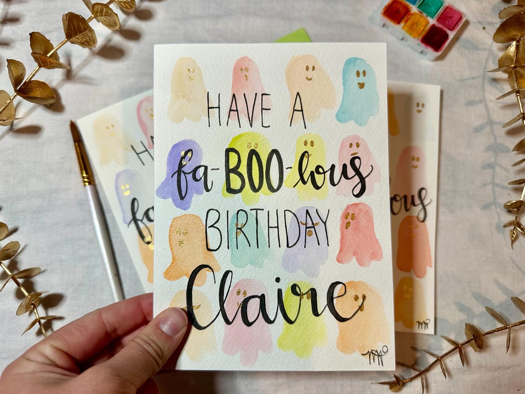 Halloween Ghost Birthday Card Personalized| Custom Name / Happy ...