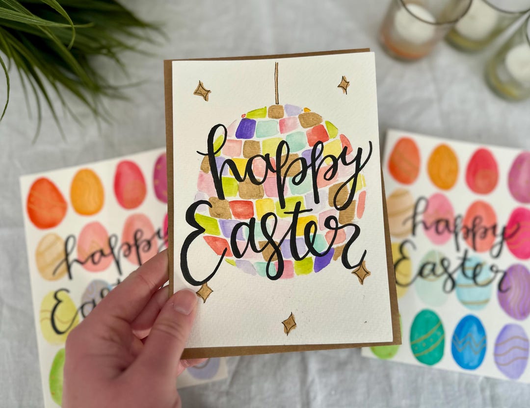 Custom Easter Card - Hand Painted Disco Egg Spring - Christian Easter ...