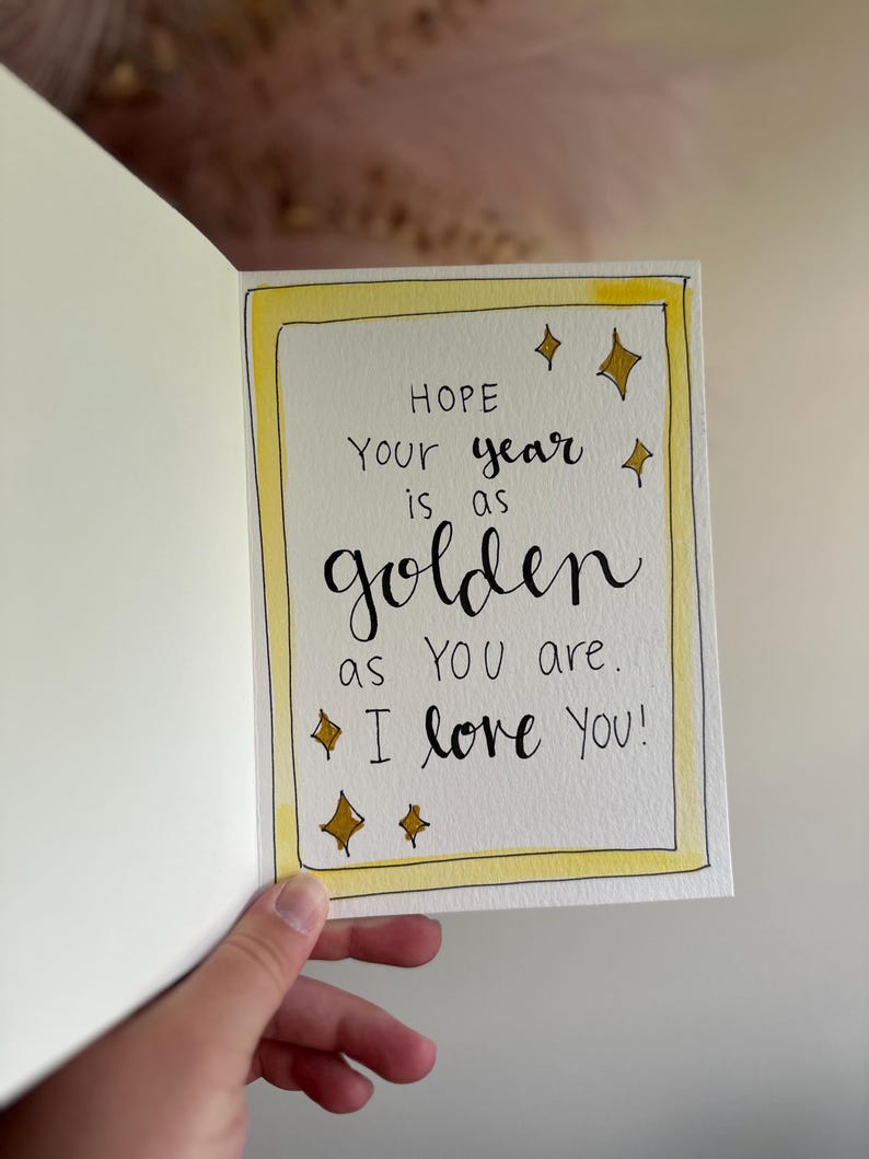 Personalized Golden Disco Birthday Card: Handpainted Milestone ...