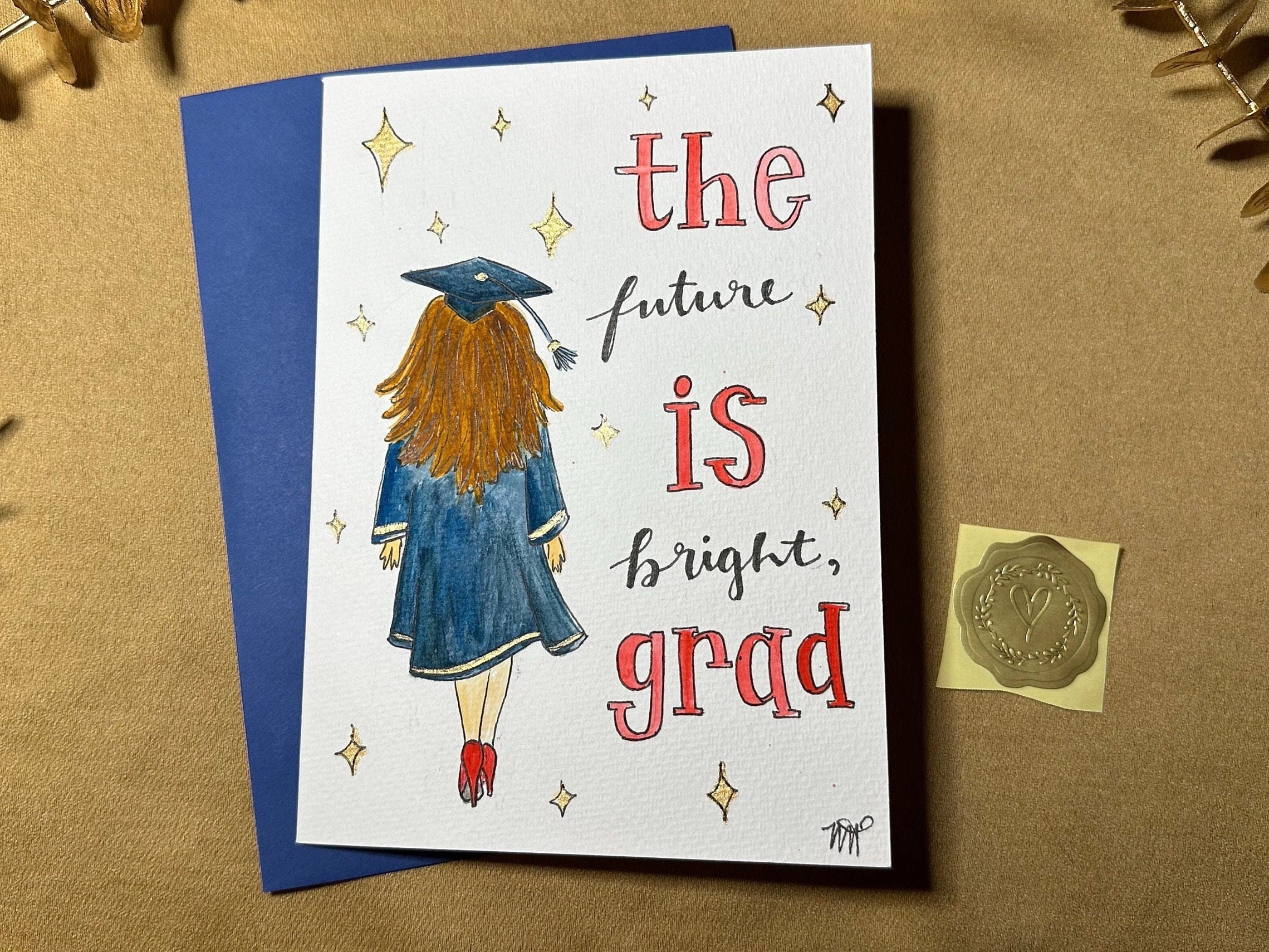 Custom Graduation Hand-painted Card Watercolor Class of 2024 Unique and ...