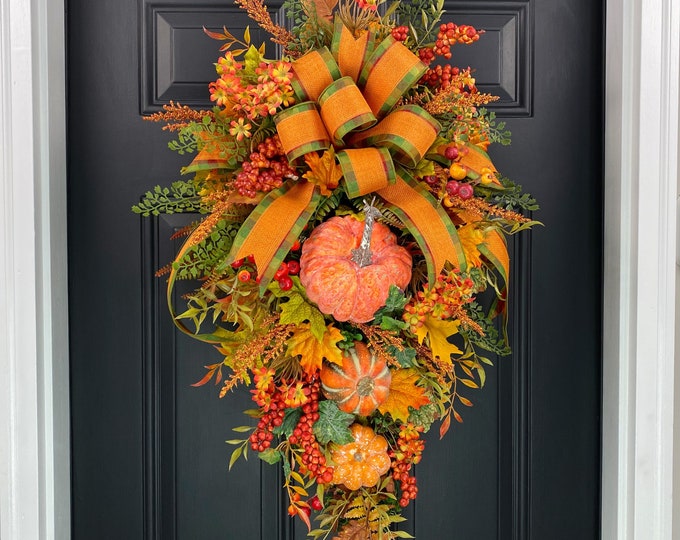 CLEARANCE Extra Large Fall Wreaths for Front Door, Designer Fall Wreath ...