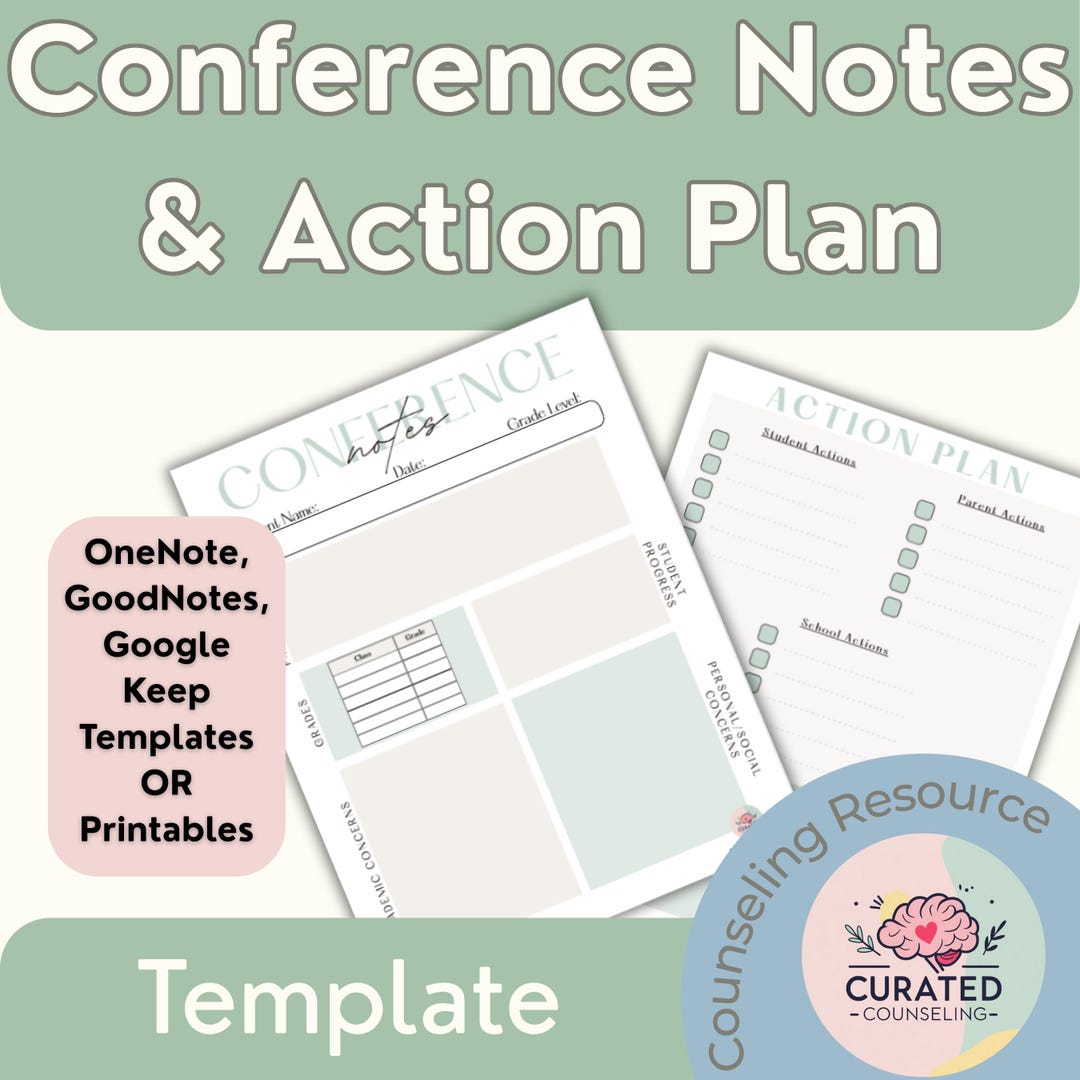 Conference Meeting Notes Template for Counselors Action Plan Meeting ...