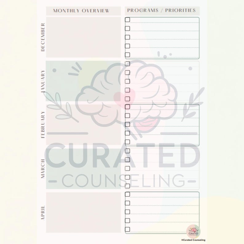 Yearly School Counseling Program Planner Template Printable PDF for ...
