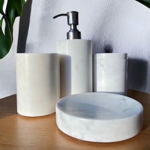 4pc Genuine Marble Bath Set - Etsy