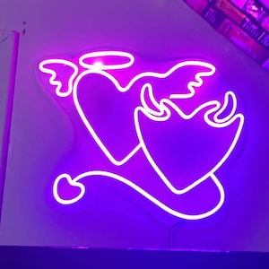 Angel and Devil Neon Sign Wedding Custom Neon Sign, Angel and Demon ...