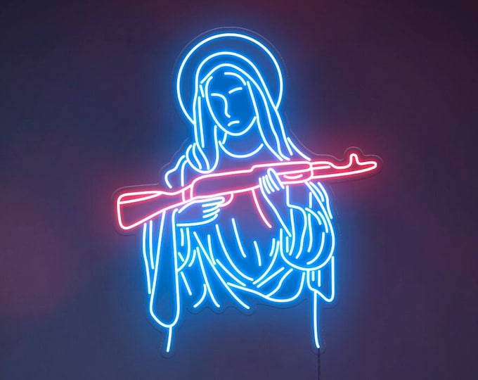Blessed Virgin Mary Madonna Kalashnikov Gun АК-47 LED Neon - Etsy