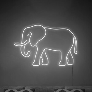 Elephant in Profile - LED Neon Sign, Wall Decor, Wall Sign, Neon Lights ...