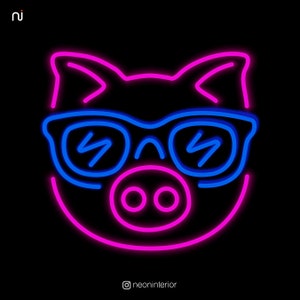 Pig Neon Sign - Home Decor, Neon Sign Bedroom, Animals Sign, Neon Decor ...