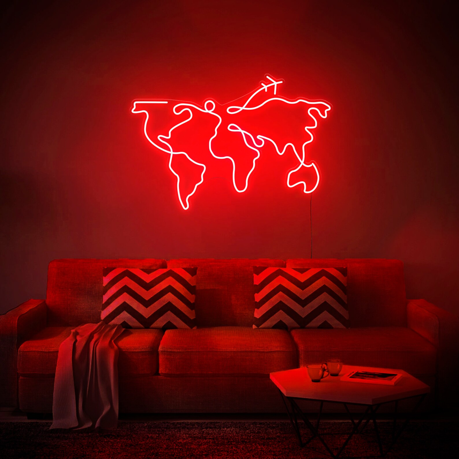 Travel Map LED Neon Sign Wall Decor Wall Sign Neon Lights - Etsy