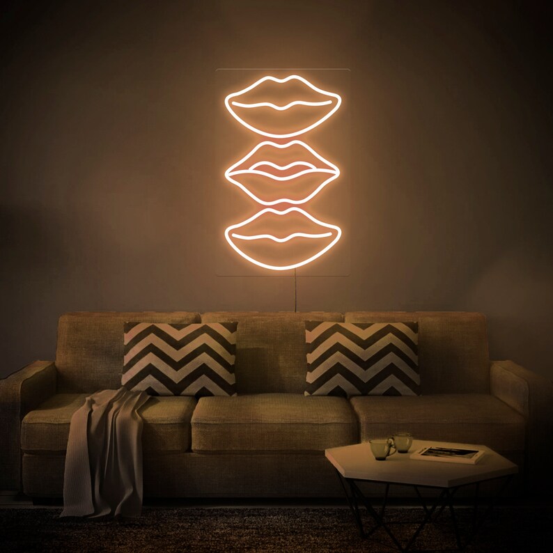 Lips Art Led Neon Sign Wall Decor Wall Sign Neon Lights Etsy