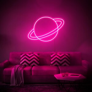 Saturn Planet - LED Neon Sign, Wall Decor, Wall Sign, Neon Lights ...