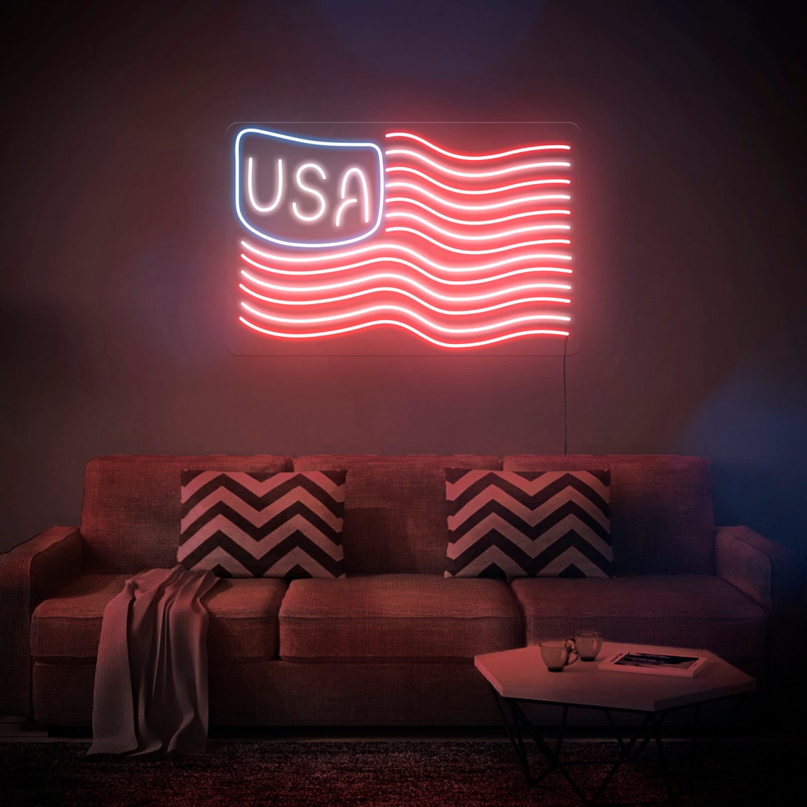 USA Flag LED Neon Sign Wall Decor Wall Sign Neon Lights | Etsy