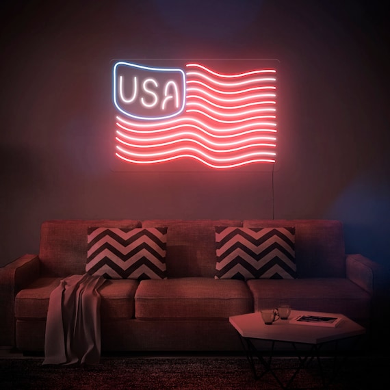 USA Flag LED Neon Sign Wall Decor Wall Sign Neon Lights | Etsy