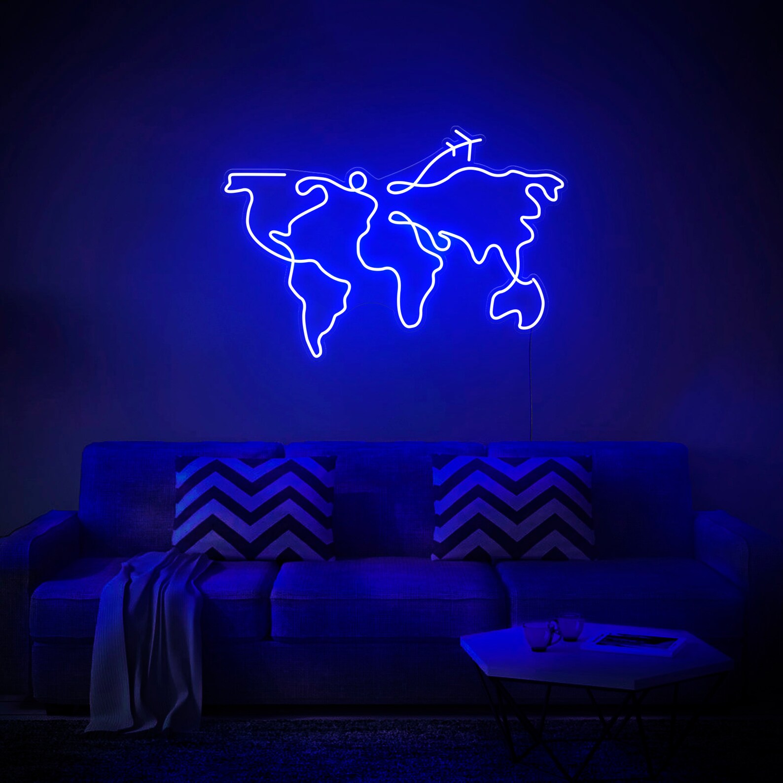 Travel Map LED Neon Sign Wall Decor Wall Sign Neon Lights | Etsy