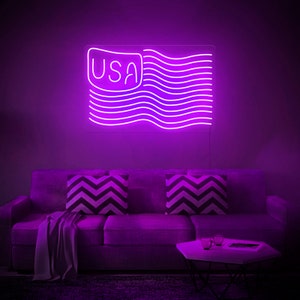 USA Flag - LED Neon Sign, Wall Decor, Wall Sign, Neon Lights - Etsy