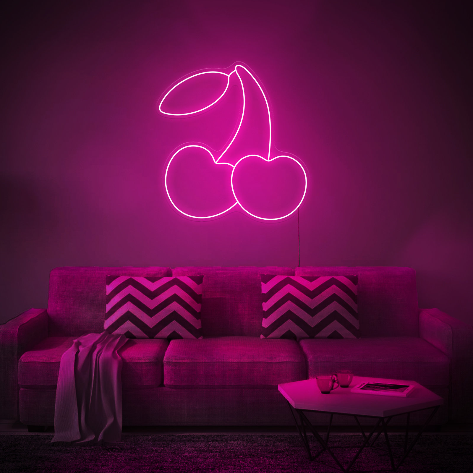 Cherry Led Neon Sign Wall Decor Wall Sign Neon Lights Etsy