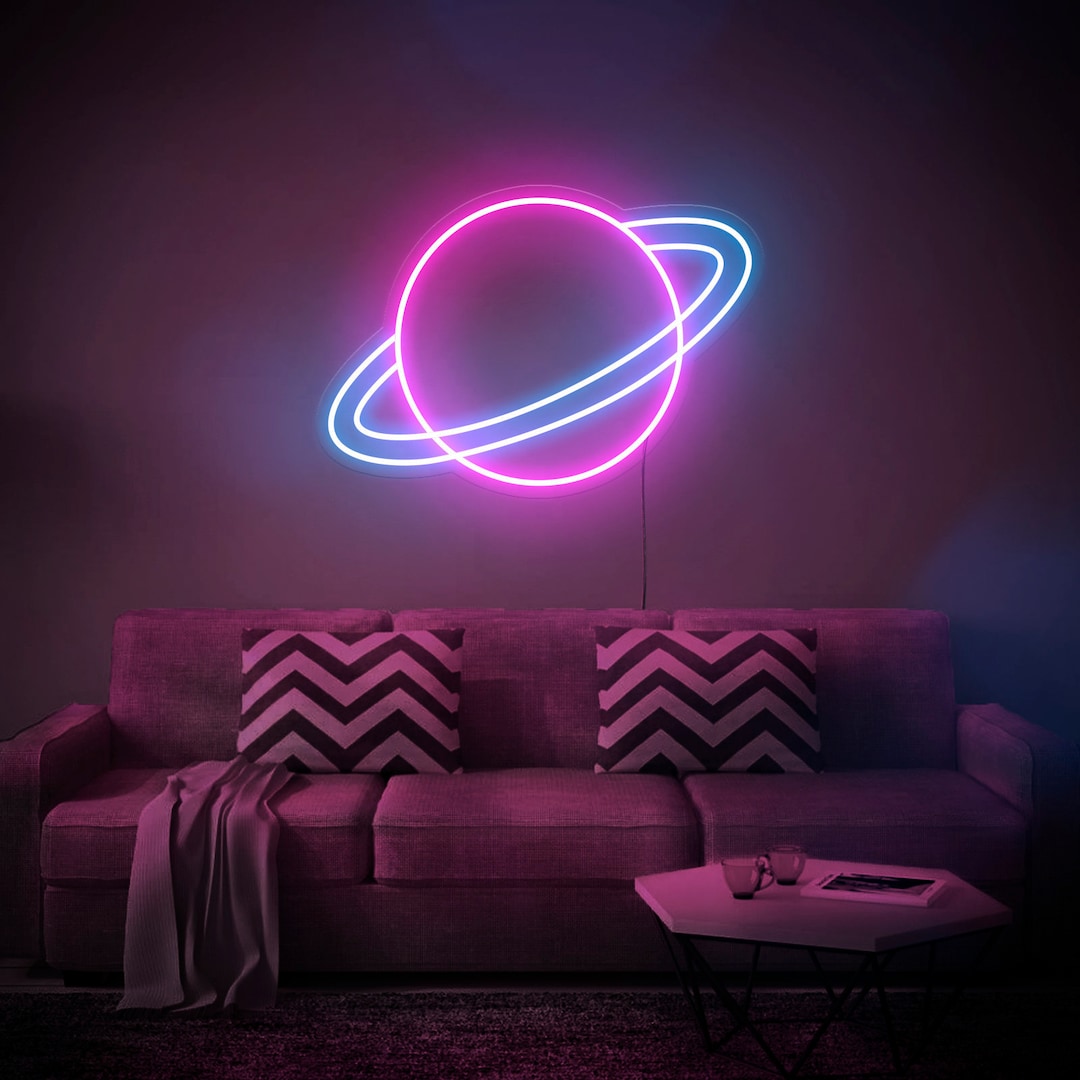 Saturn Planet - LED Neon Sign, Wall Decor, Wall Sign, Neon Lights ...