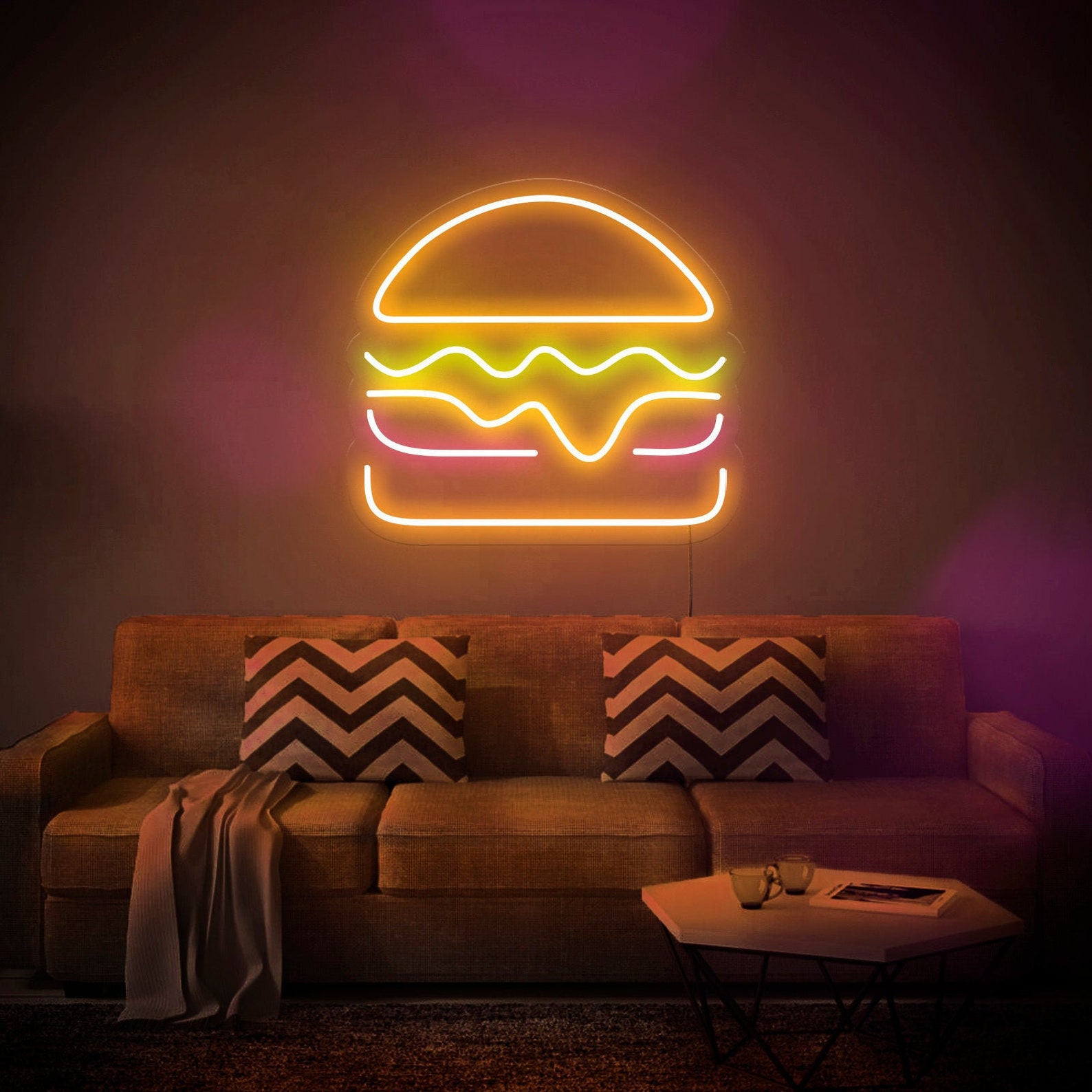 Burger LED Neon Sign Wall Decor Wall Sign Neon Lights | Etsy