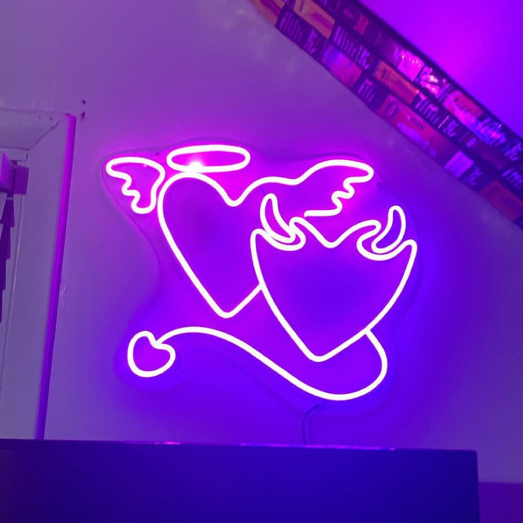 Angel and Devil Neon Sign Wedding Custom Neon Sign, Angel and Demon ...