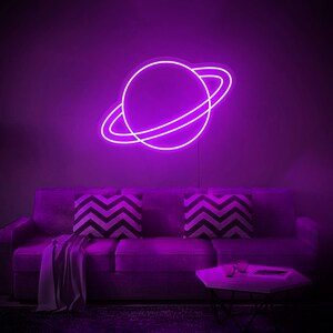 Saturn Planet - LED Neon Sign, Wall Decor, Wall Sign, Neon Lights ...