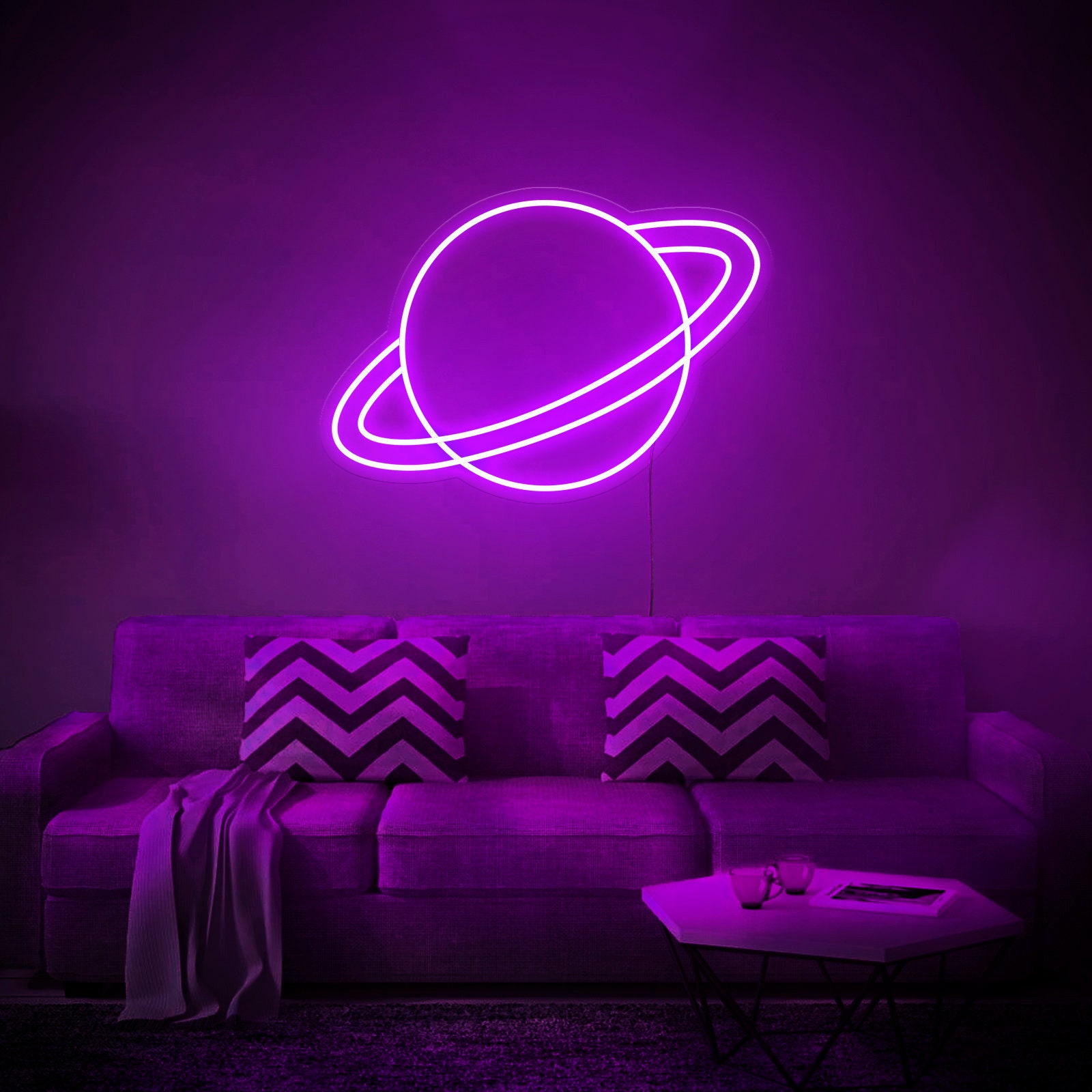 Saturn Planet - LED Neon Sign, Wall Decor, Wall Sign, Neon Lights ...