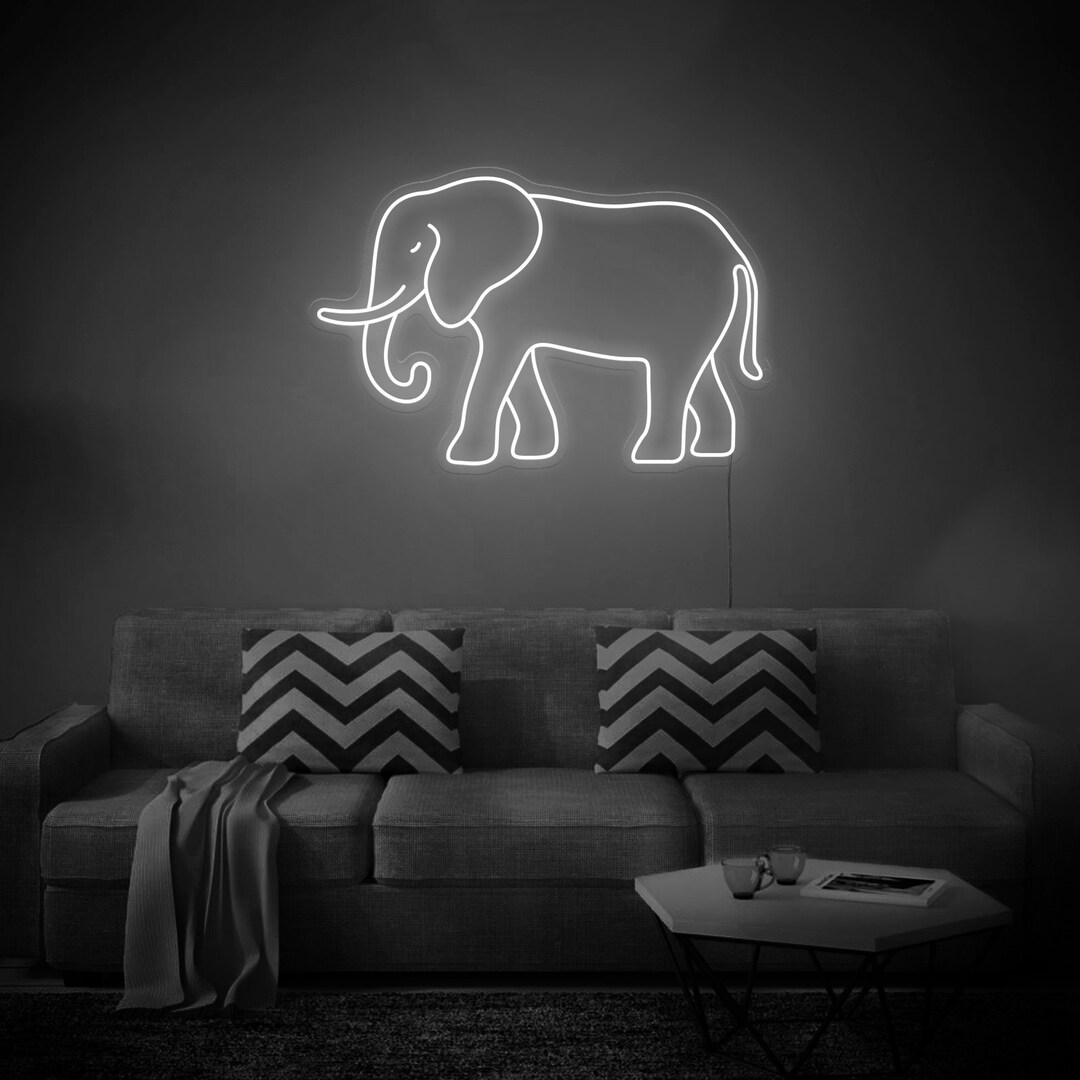 Elephant in Profile - LED Neon Sign, Wall Decor, Wall Sign, Neon Lights ...