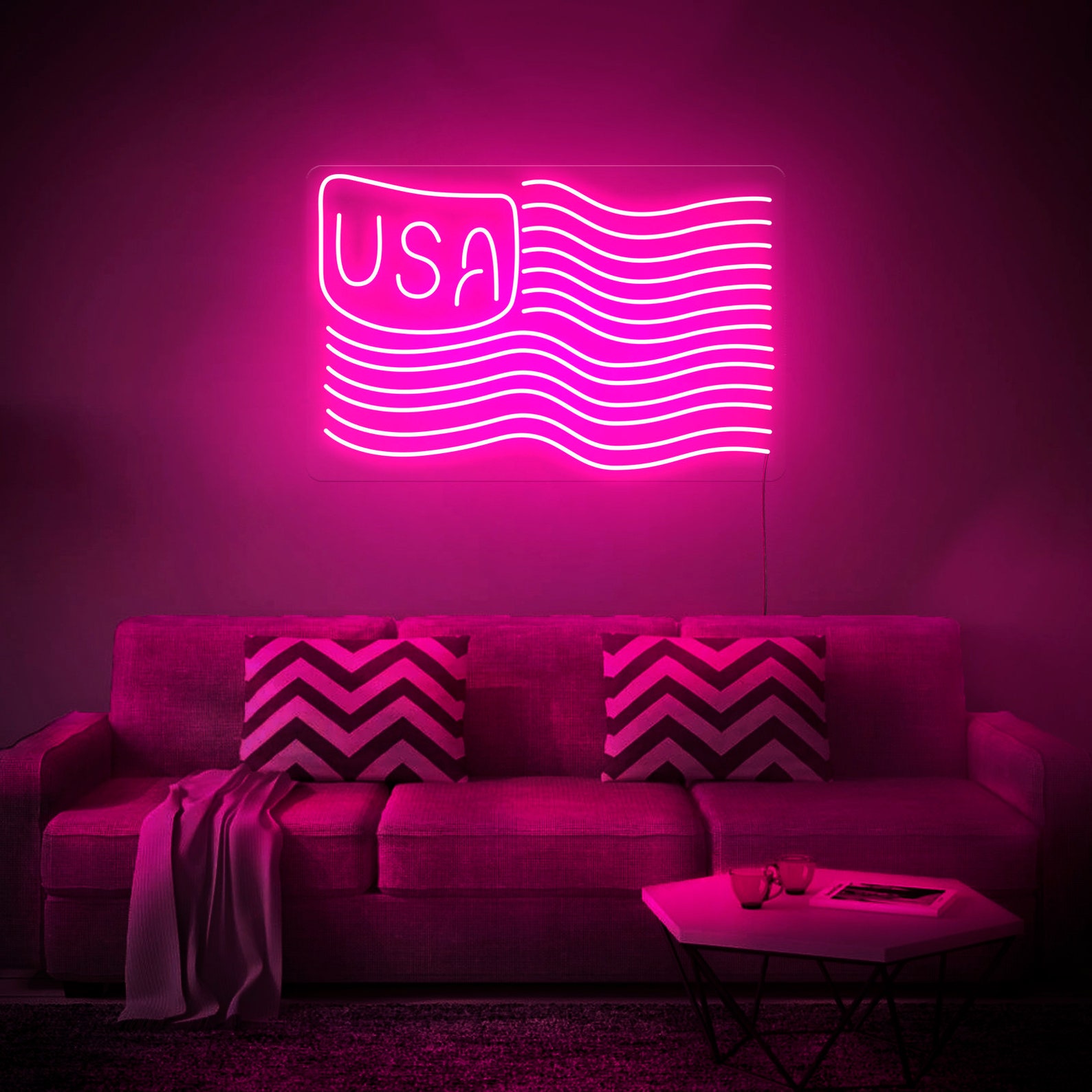 USA Flag LED Neon Sign Wall Decor Wall Sign Neon Lights | Etsy