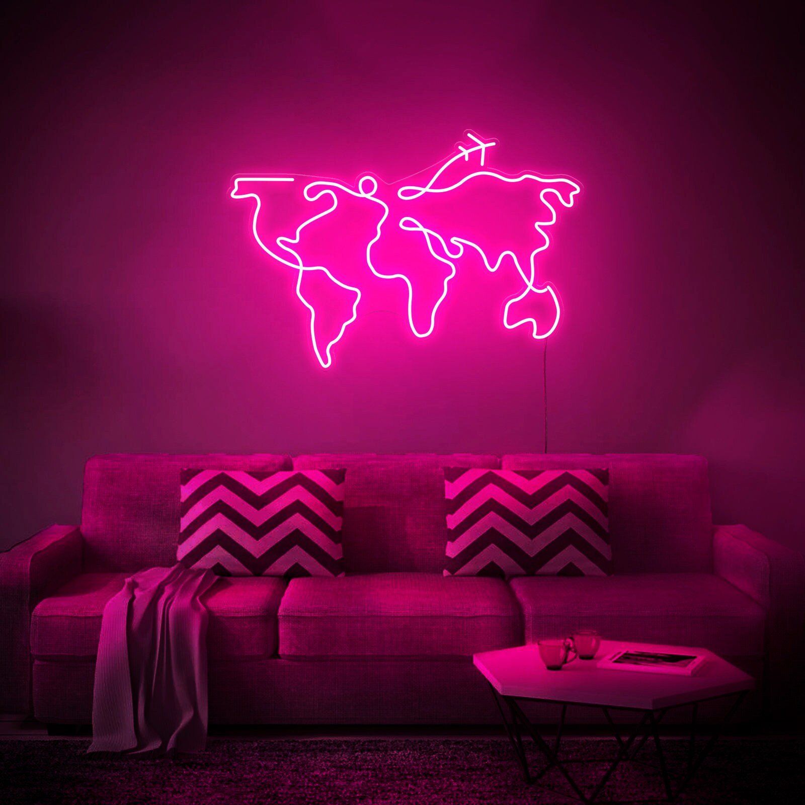Travel Map LED Neon Sign Wall Decor Wall Sign Neon Lights | Etsy