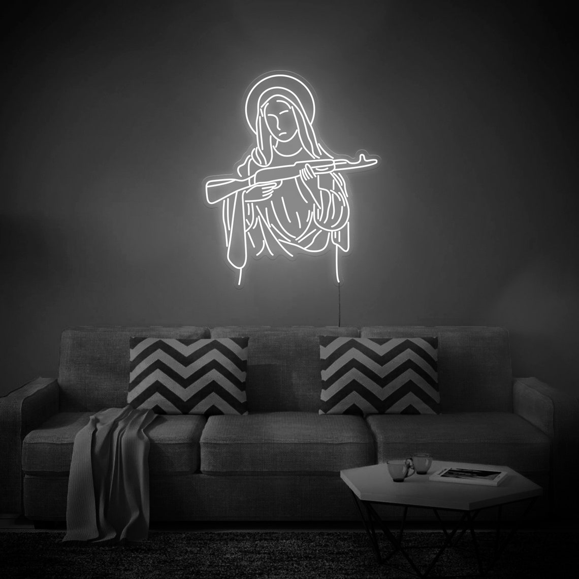 Blessed Virgin Mary Madonna Kalashnikov Gun АК-47 LED Neon - Etsy