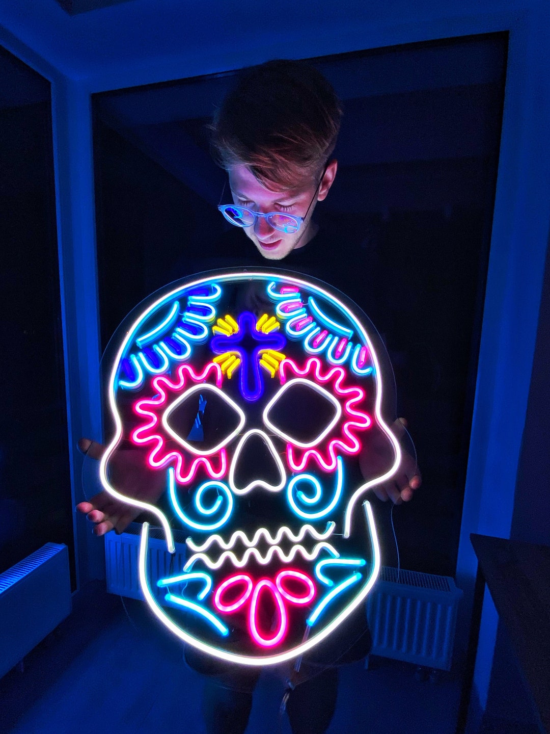 Calavera LED Neon Sign, Wall Decor, Wall Sign, Neon Lights, Mexican ...
