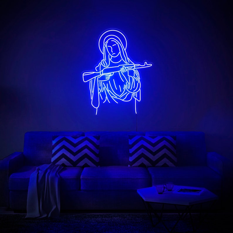 Blessed Virgin Mary Madonna Kalashnikov Gun - АК-47, LED Neon Sign ...