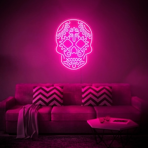Calavera LED Neon Sign, Wall Decor, Wall Sign, Neon Lights, Mexican ...