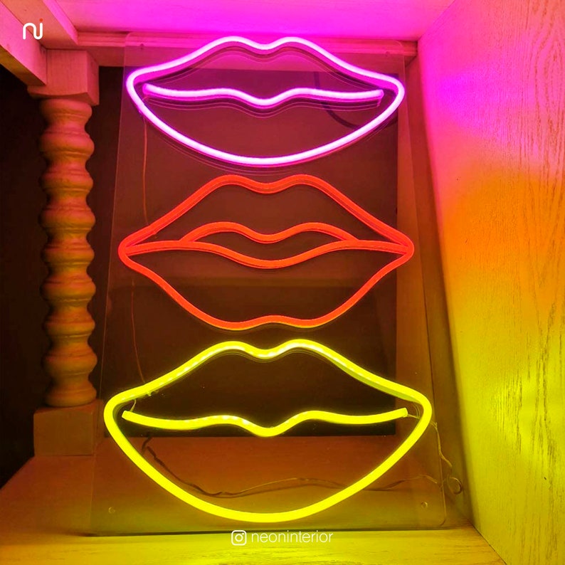 Lips Art Led Neon Sign Wall Decor Wall Sign Neon Lights Etsy