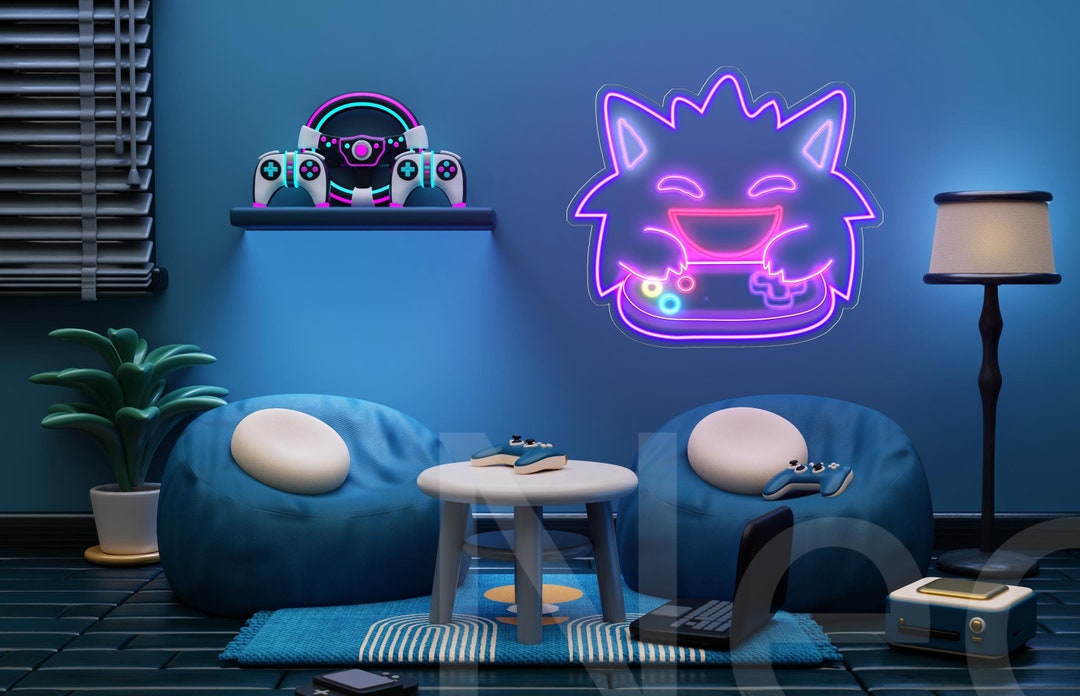 Gengar Neon Sign Custom Neon Sign Art, Neon Sign Bedroom, Pokemon Neon ...