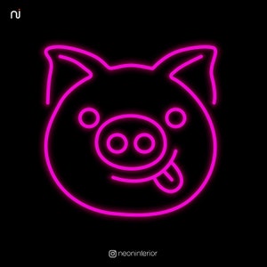 Pig Neon Sign - Home Decor, Neon Sign Bedroom, Animals Sign, Neon Decor ...