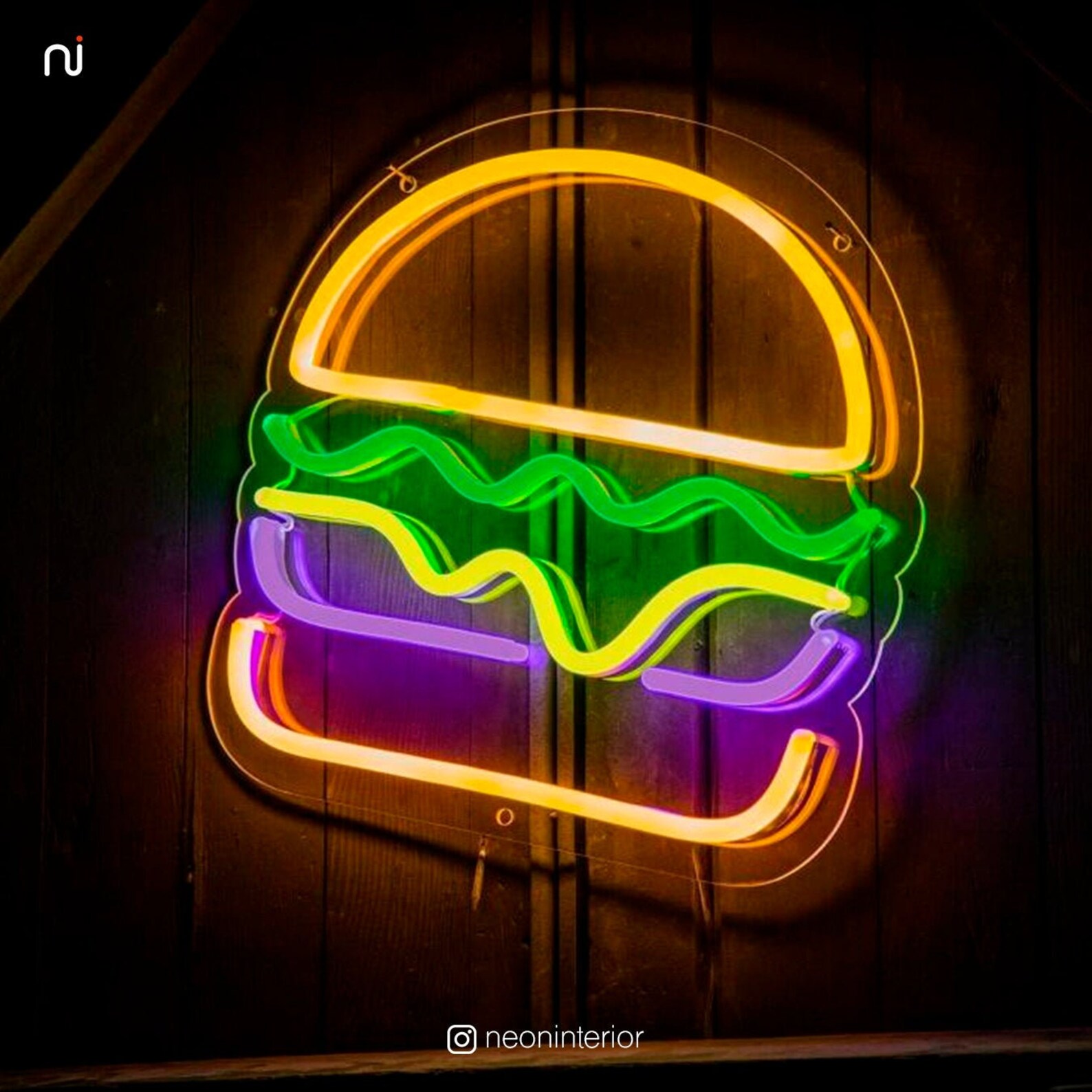 Burger LED Neon Sign Wall Decor Wall Sign Neon Lights | Etsy
